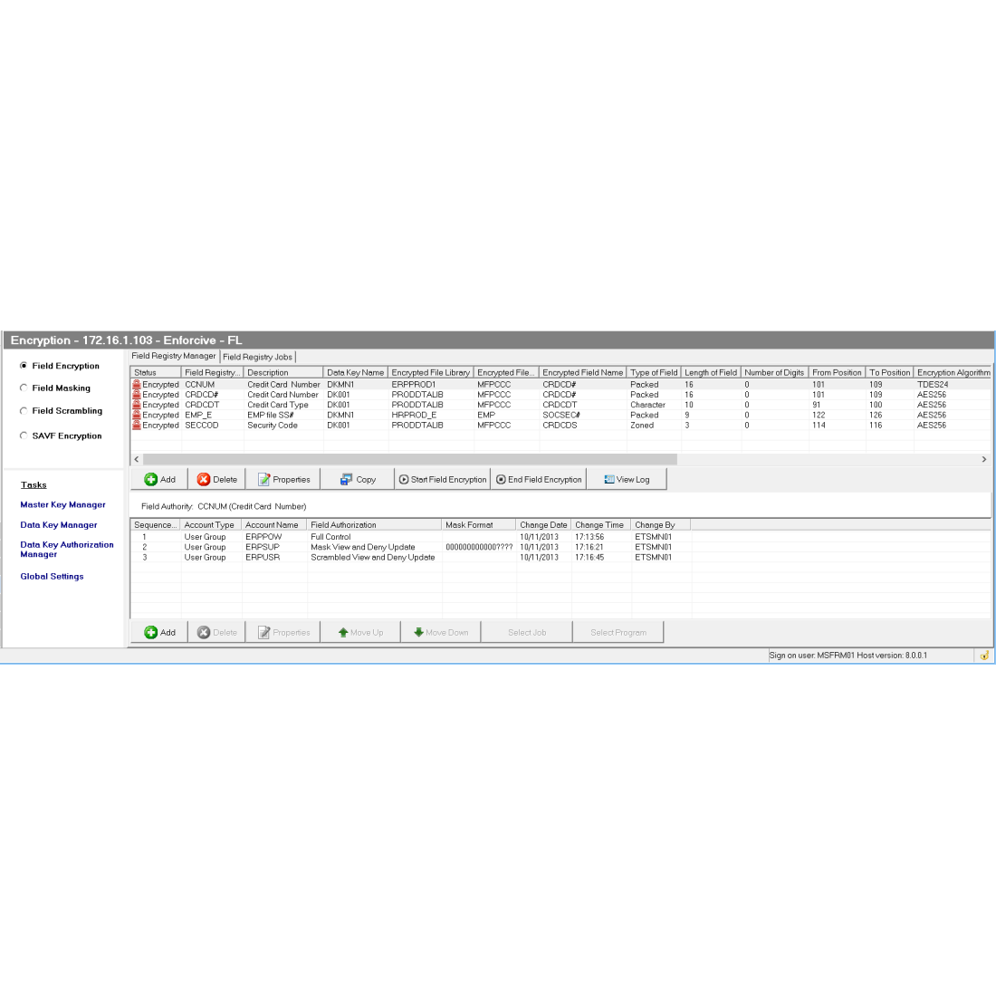 AS400 iSeries Encryption DB2 database field column row